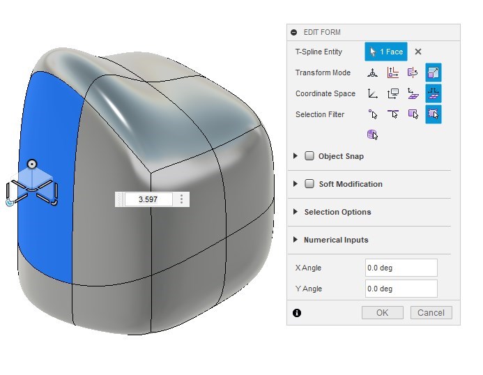 A mechanical designer has created a new form primitive and scaled a single face.Which form ...